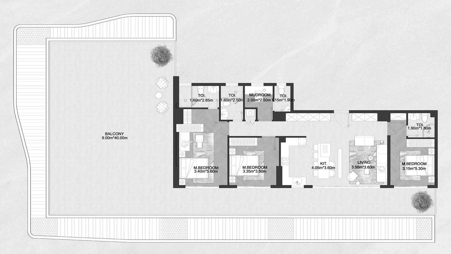 Apartment floor plan «3BR», 3 bedrooms, Sports View Residence 2 ...