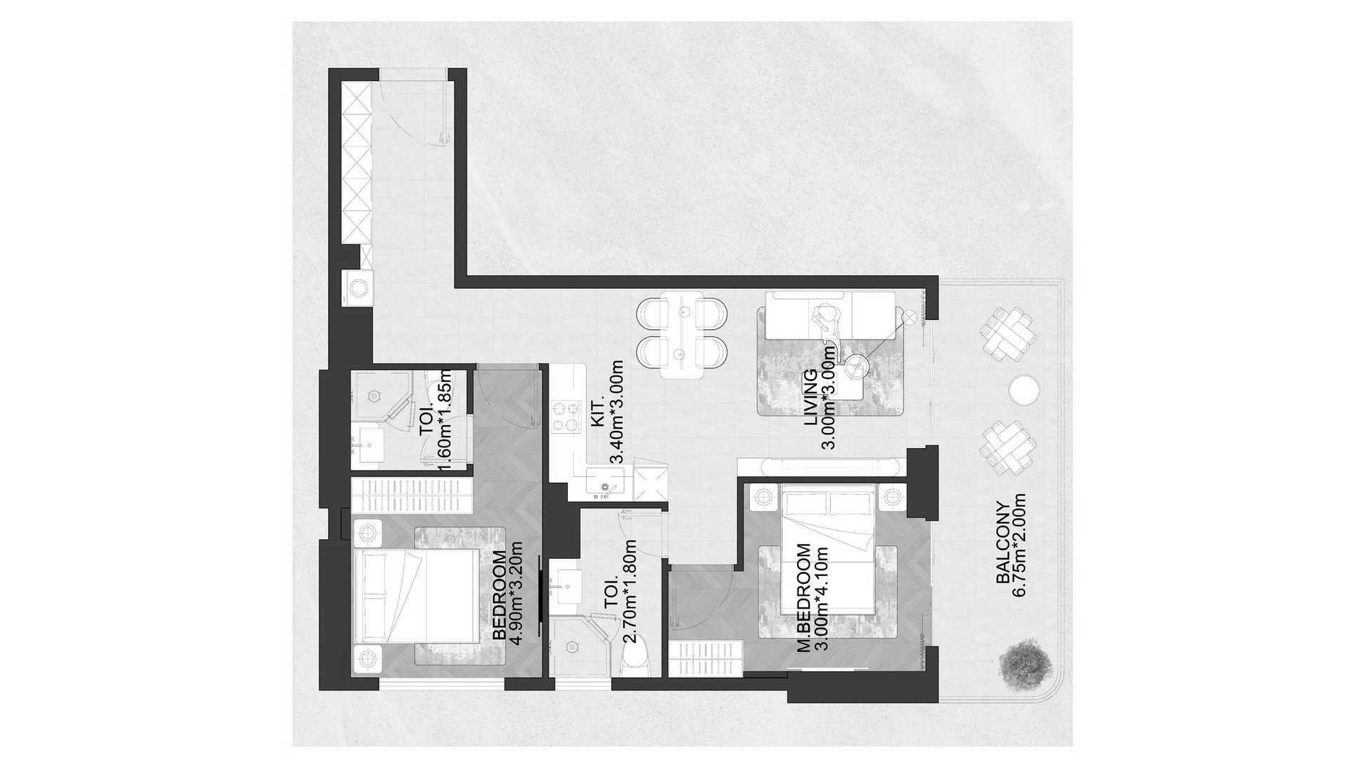 Apartment floor plan «TYPE A», 2 bedrooms, Sports View Residence 2 ...